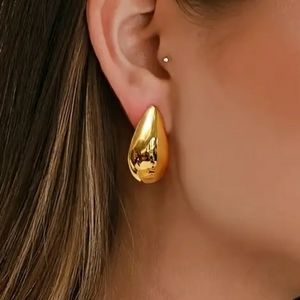 Jewelry | Chunky Water Drop Stud Earrings In Golden | Poshmark